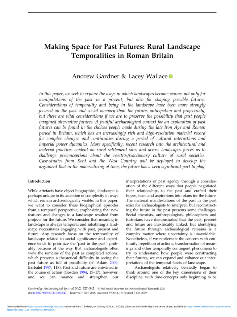 Rural Landscape Temporalities in Roman Britain | PDF | Experience ...