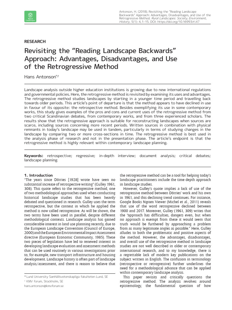 Retrogressive Method | PDF | Methodology | Landscape