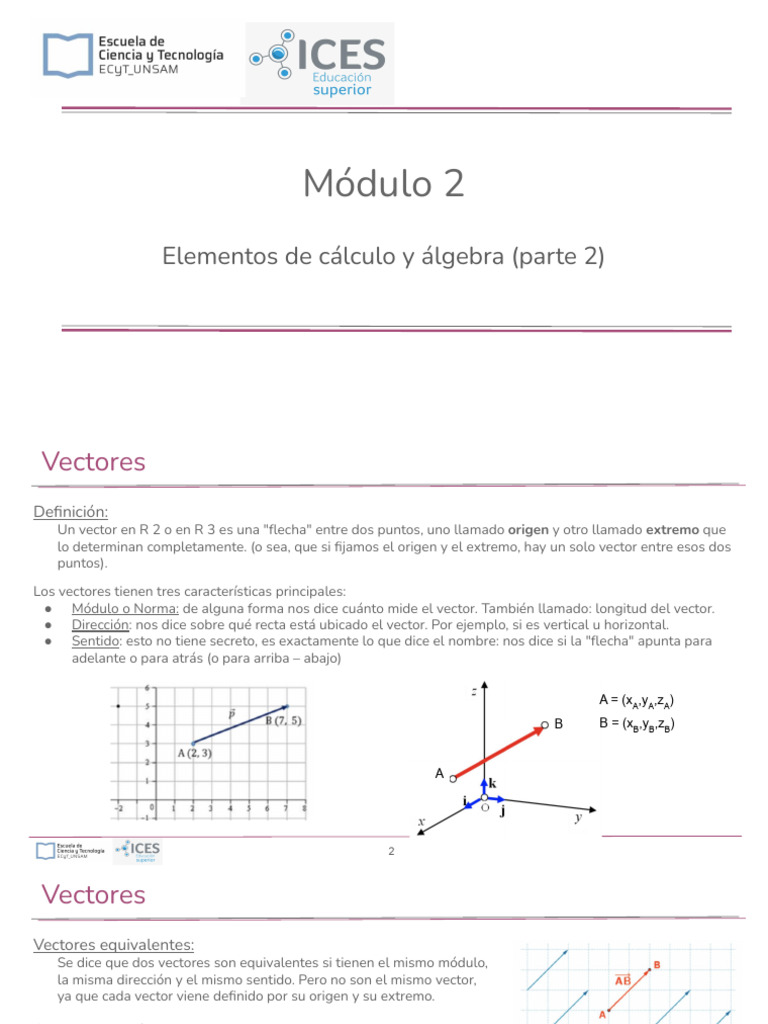 Modulo2_Clase1_part2_ElementosCalculoAlgebra | PDF | Matriz (Matemáticas) | Vector Euclidiano