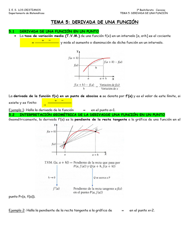 Tema5 - DERIVADA DE UNA FUNCIÓN | PDF | Derivado | Línea (geometría)