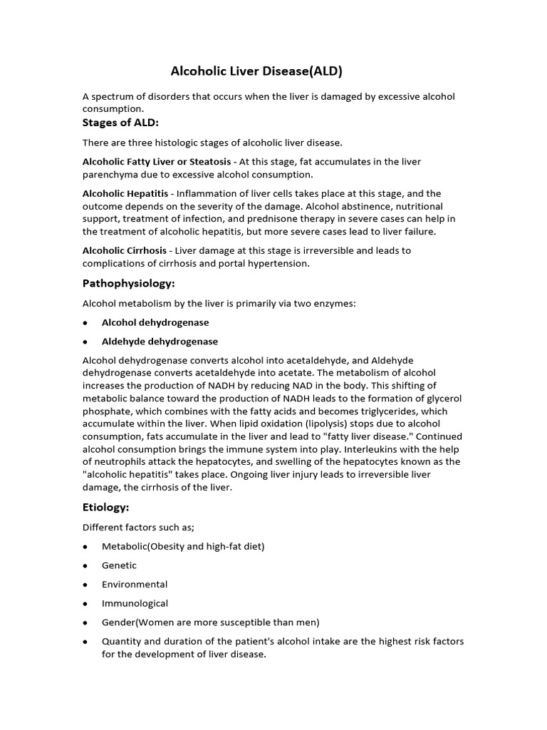 Alcoholic Liver Disease Pdf Cirrhosis Liver