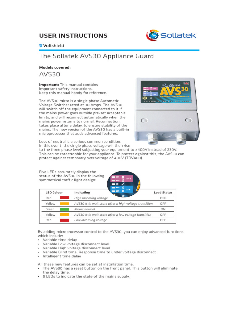 AVS30 Instruction Manual Eng.e | PDF | Mains Electricity | Legal Liability