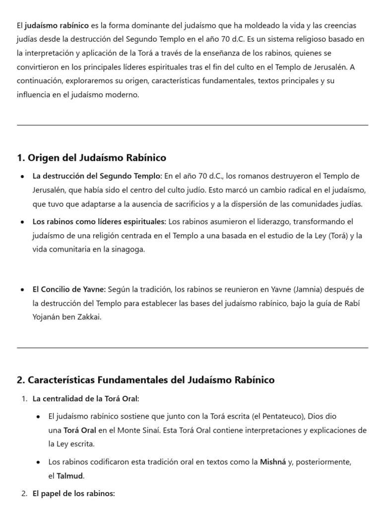 El Judaísmo Rabinico | PDF | Torá Oral | Tora
