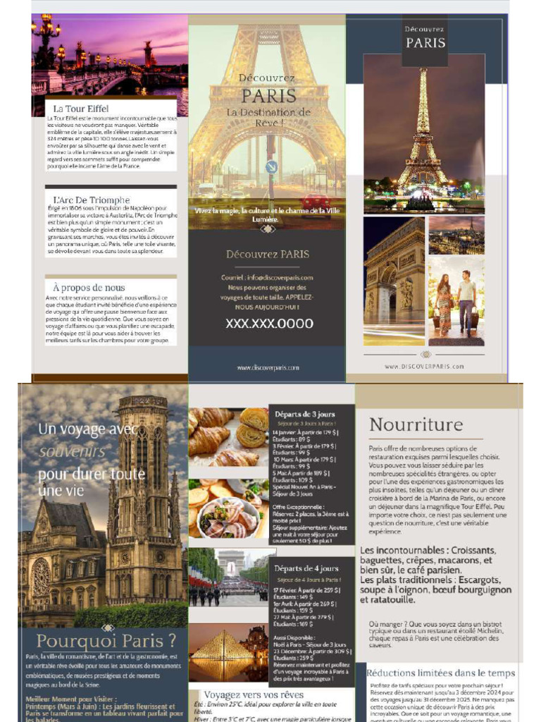 Decrouvez un voyage a Paris en France- Un brochure | PDF