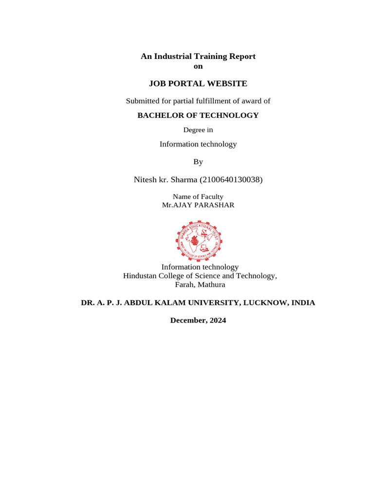 Internship Project Report Template | PDF