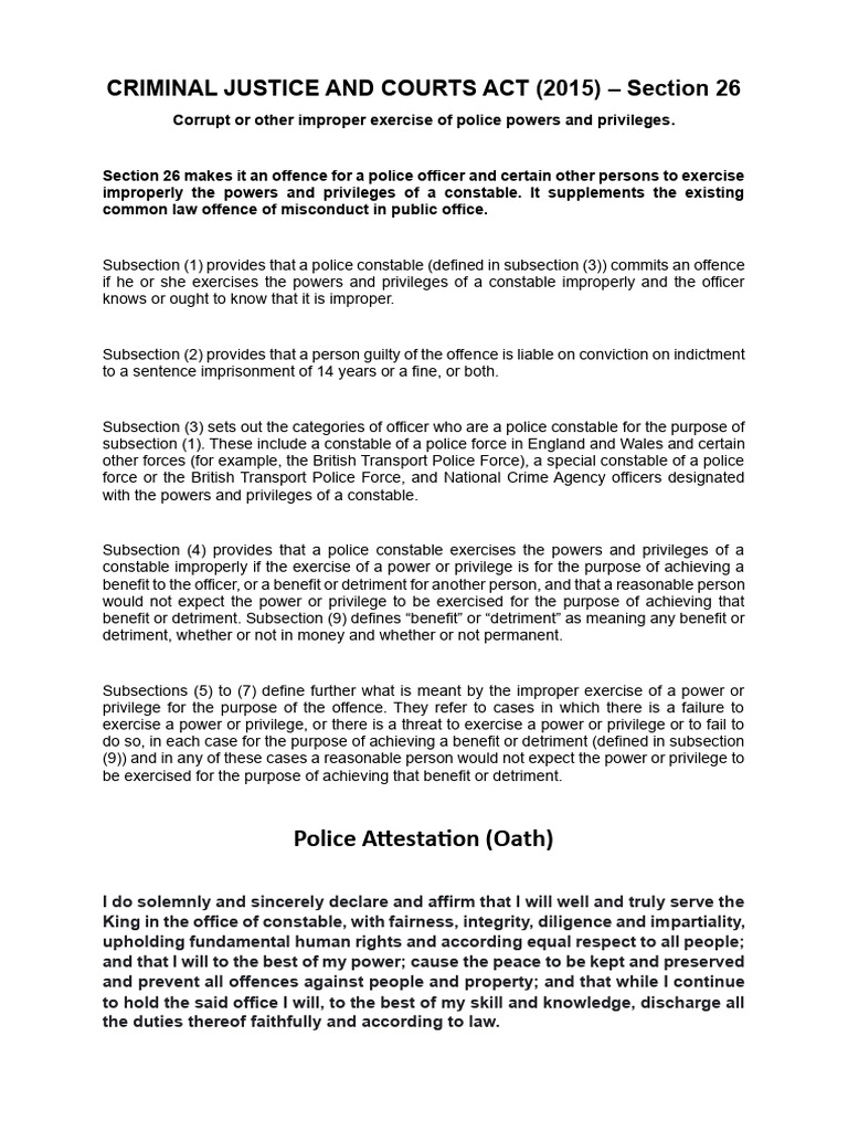 6 CRIMINAL JUSTICE AND COURTS ACT and POLICE OATH 1 1 | PDF | Crimes ...