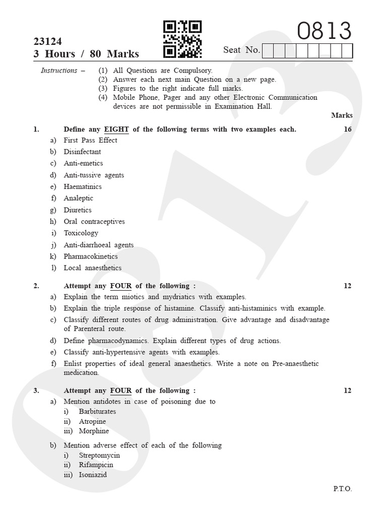 Pharmacology Exam Questions & Answers | PDF | Pharmacology | Medicinal ...