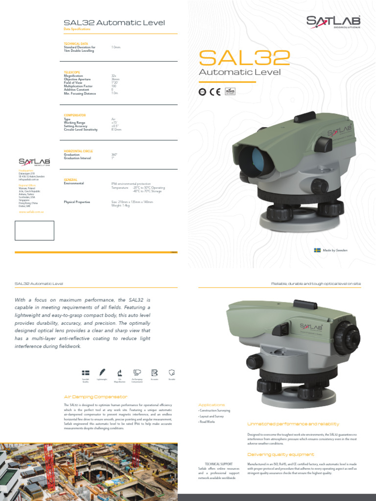 SAL32 Automatic Level: Precision Tool | PDF | Optics | Surveying