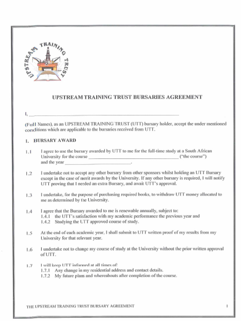 UTT Bursary Agreement | PDF