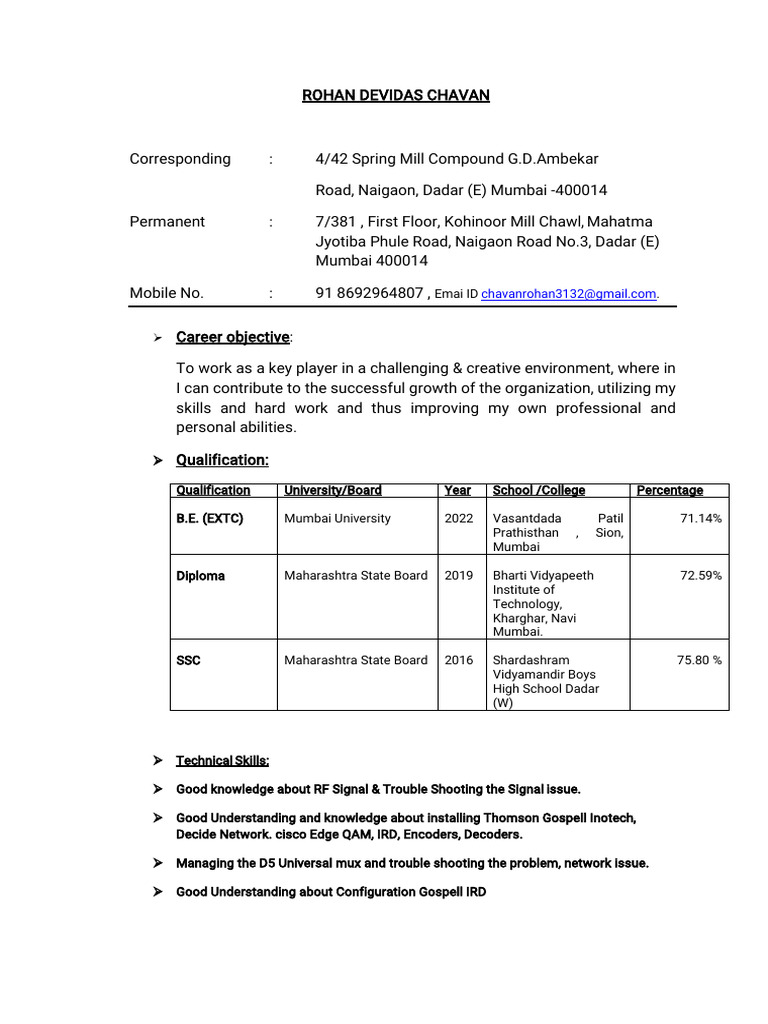Rohan D Chavan CV 06-23 | PDF