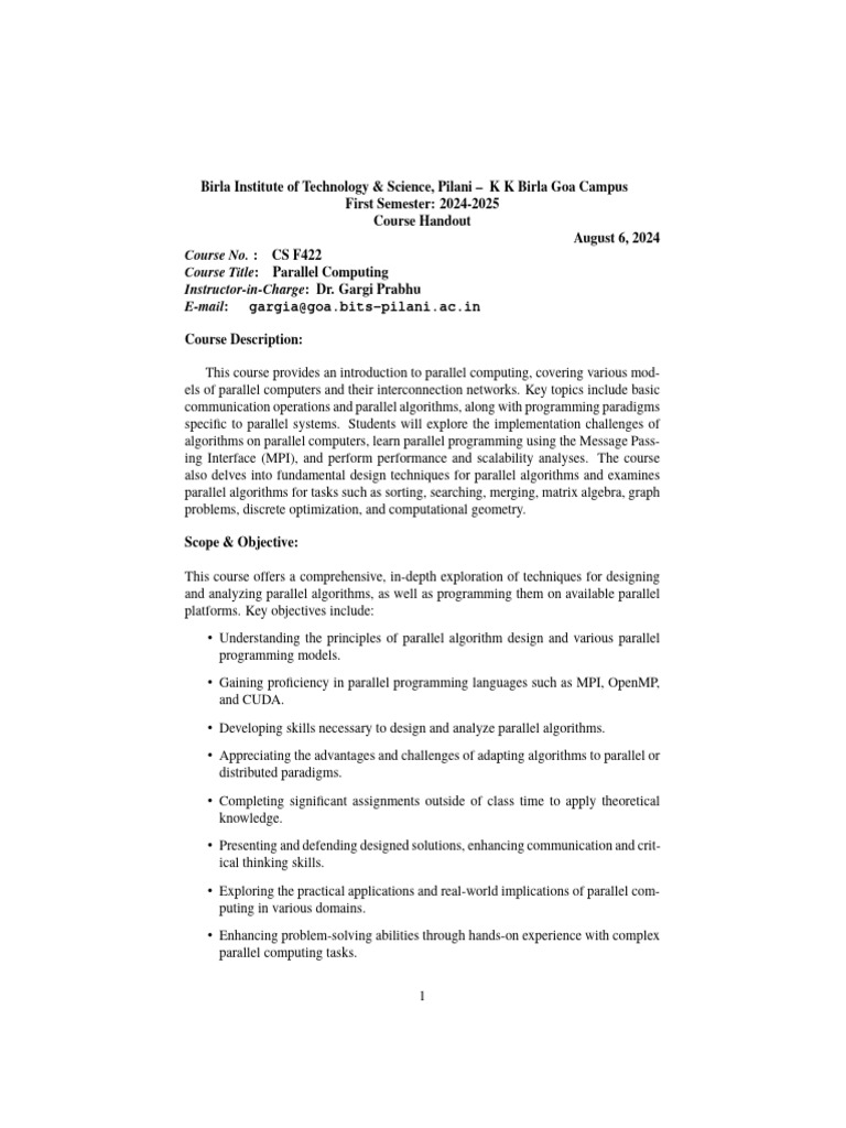 Parellel Computing 2024 C_handout-2 | PDF | Parallel Computing | Message Passing Interface