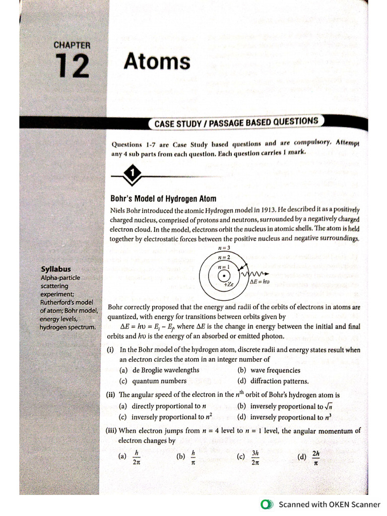 Atoms - Case Based Questions | PDF