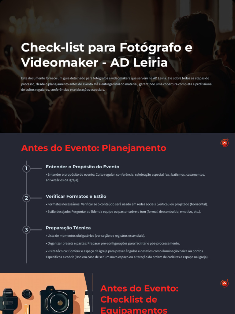 Checklist Completo para Fotógrafos AD Leiria | PDF
