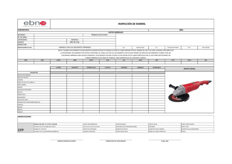 Checklist Esmeril | PDF