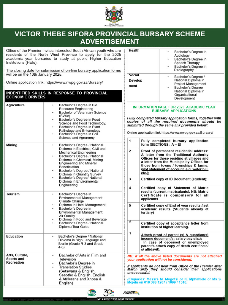Victor Thebe Sifora Bursary 2025 Applications | PDF | Bachelor's Degree ...