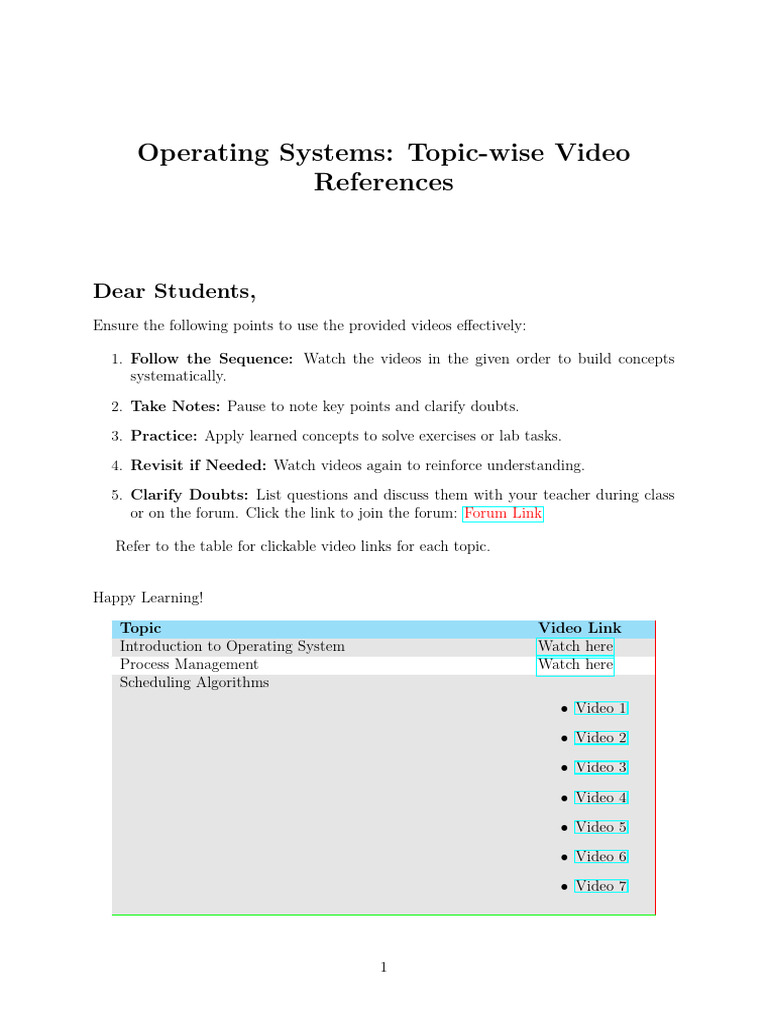 CSE316_OperatingSystems_Video_Reference | PDF | Scheduling (Computing) | Operating System