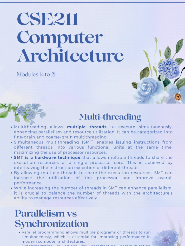 CSE211 Computer Architecture | PDF | Thread (Computing) | Central Processing Unit