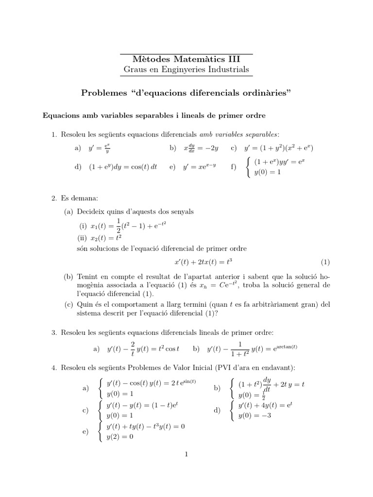 Prob EDOs MetMat-III (1) | PDF