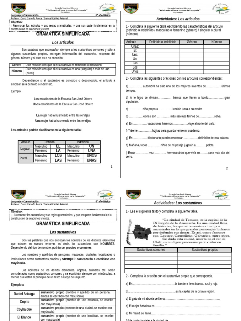 Gramática Simplificada con ejercicios (1) | PDF | Verbo | Sustantivo