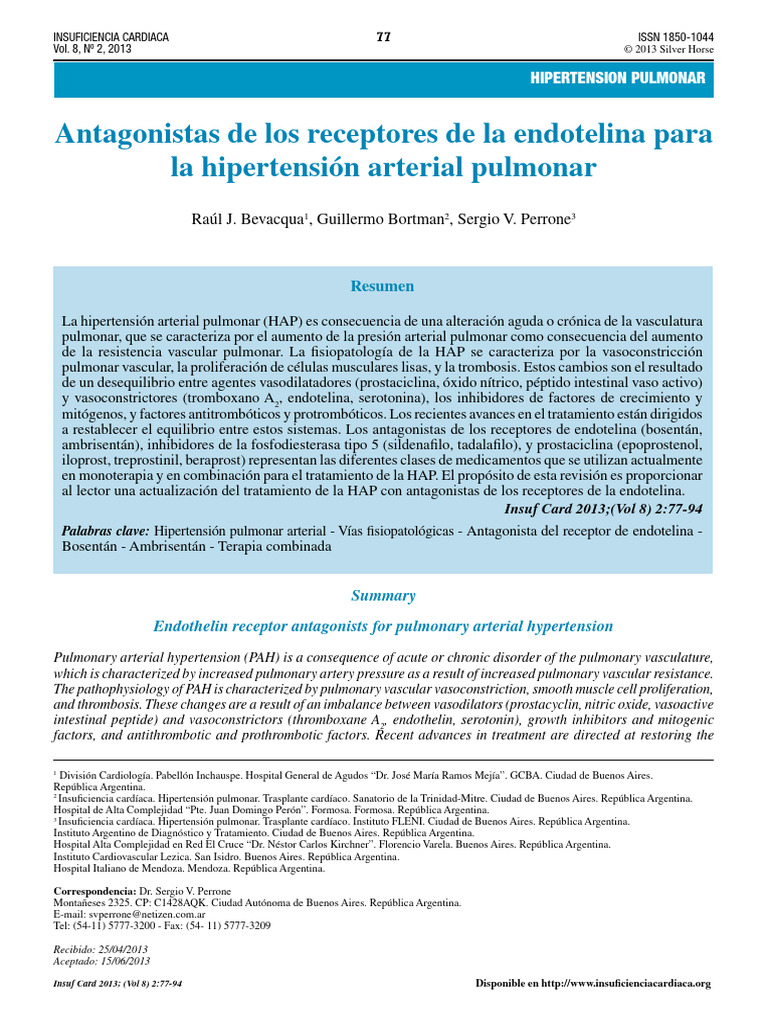 77Antagonista-Bevacqua | PDF | Hipertensión | Especialidades Medicas