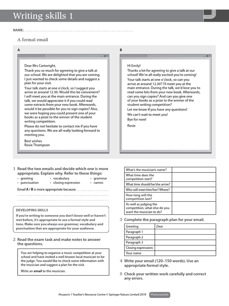 FP1 Writing Skills 1 | PDF