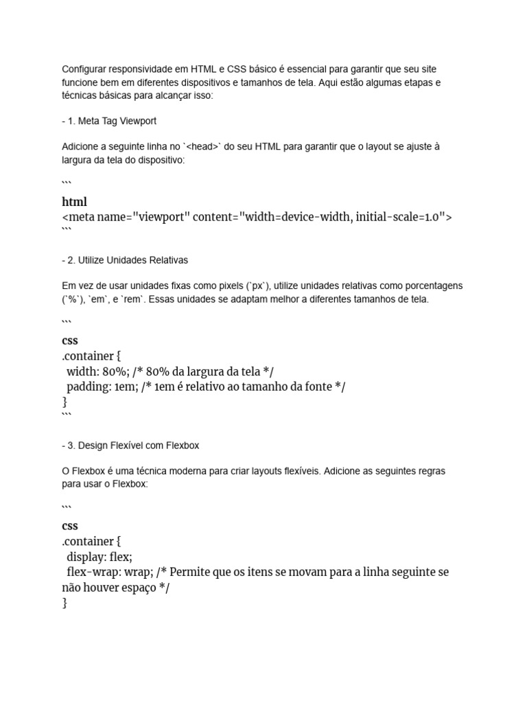 Configurar Responsividade em HTML e CSS Básico | PDF | Informática