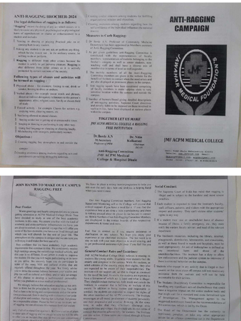 Anti Ragging Brochure | PDF