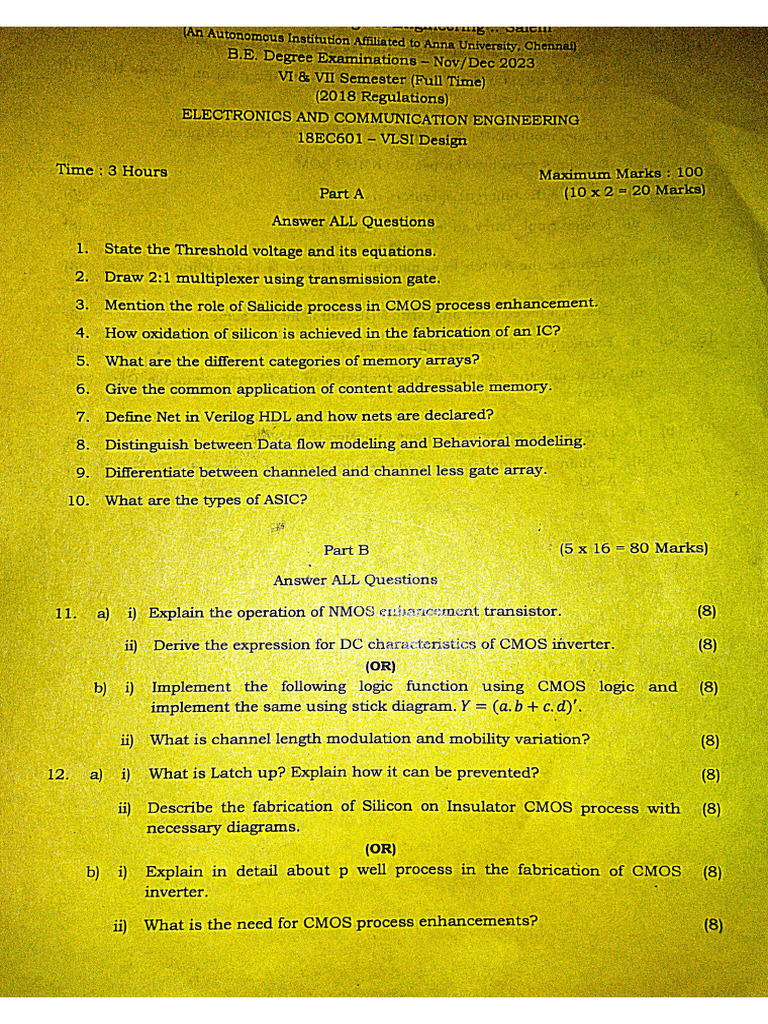 VII Sem Question Paper | PDF