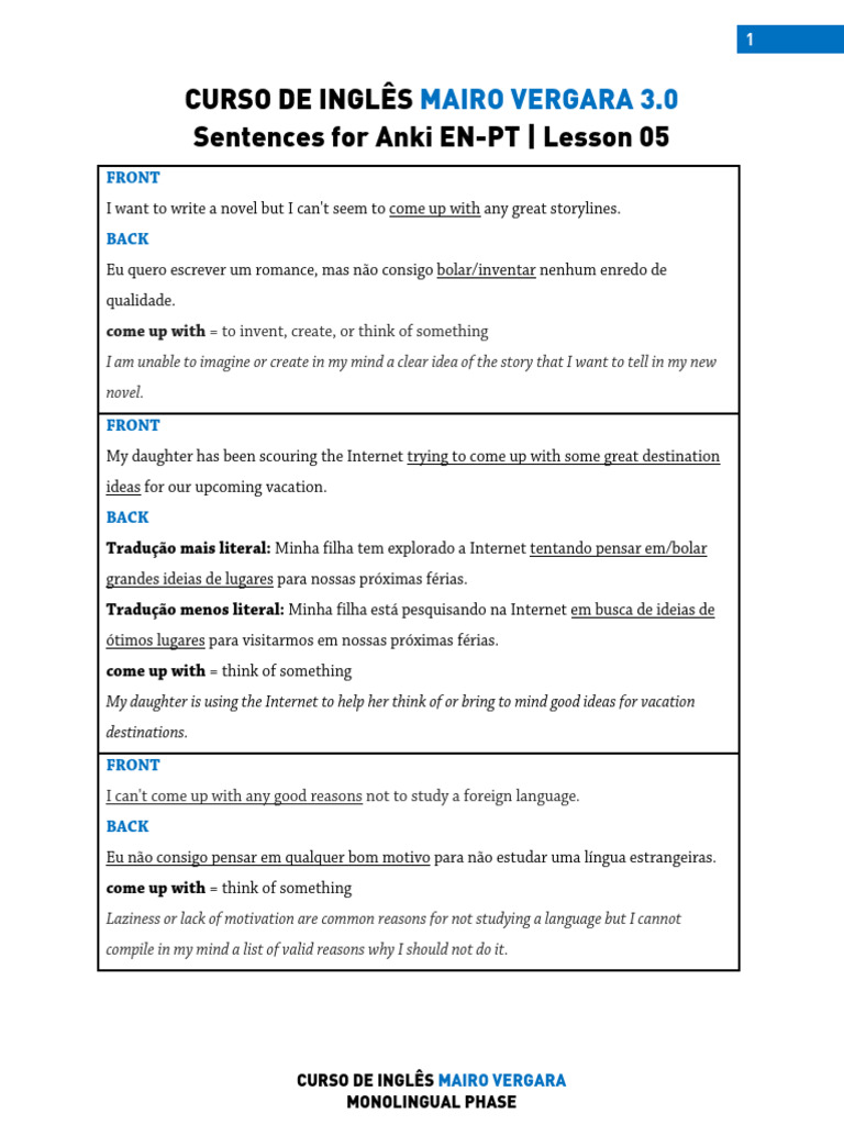 Lesson 05 - Sentences en-PT | PDF