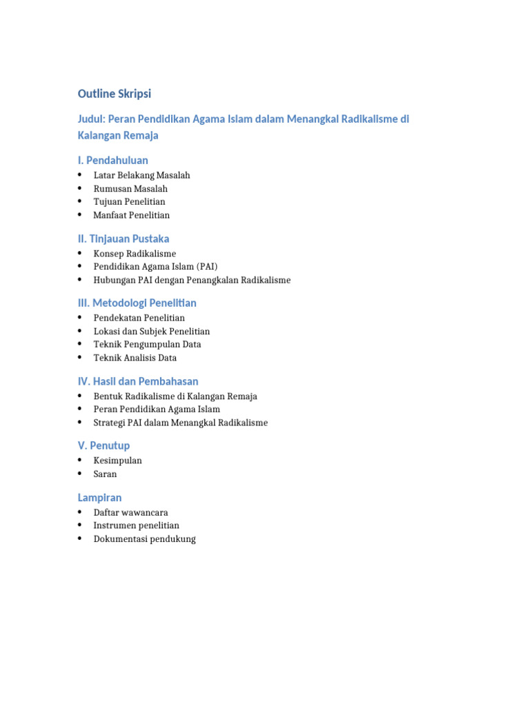 Outline Skripsi PAI | PDF