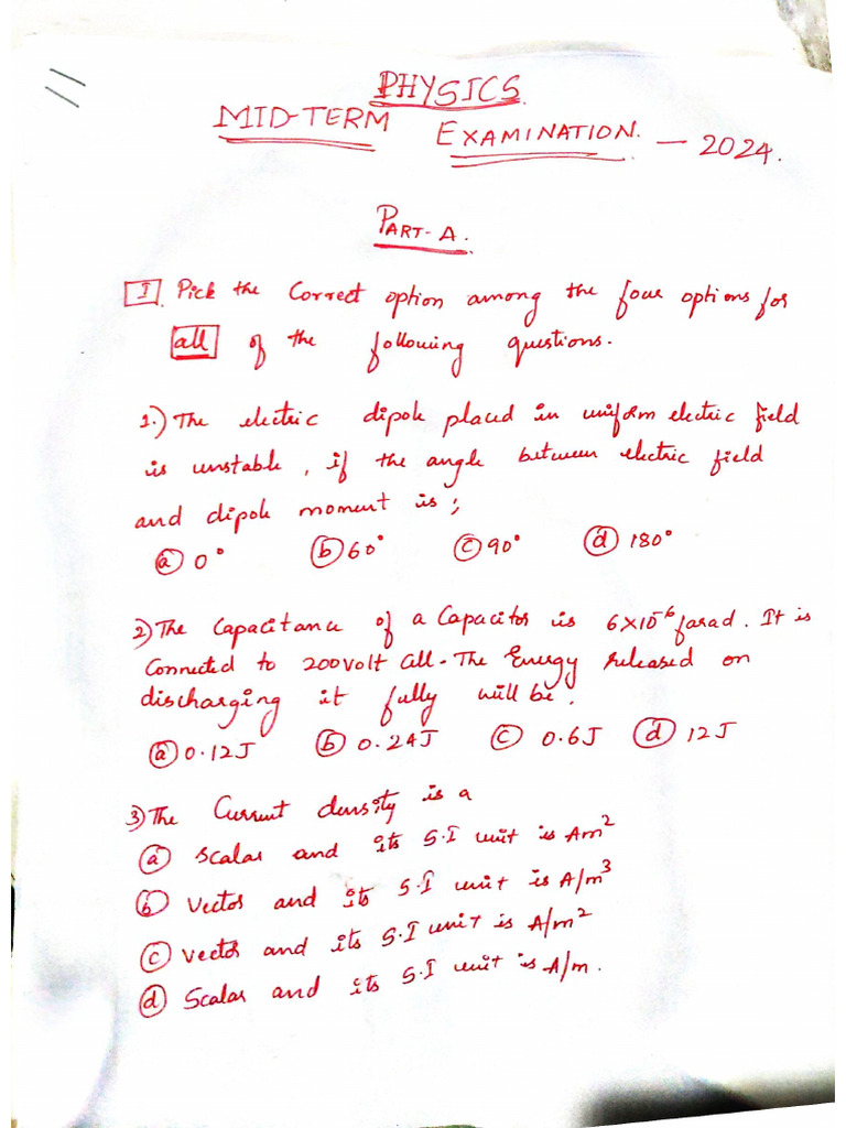 physics midterm 2024 | PDF