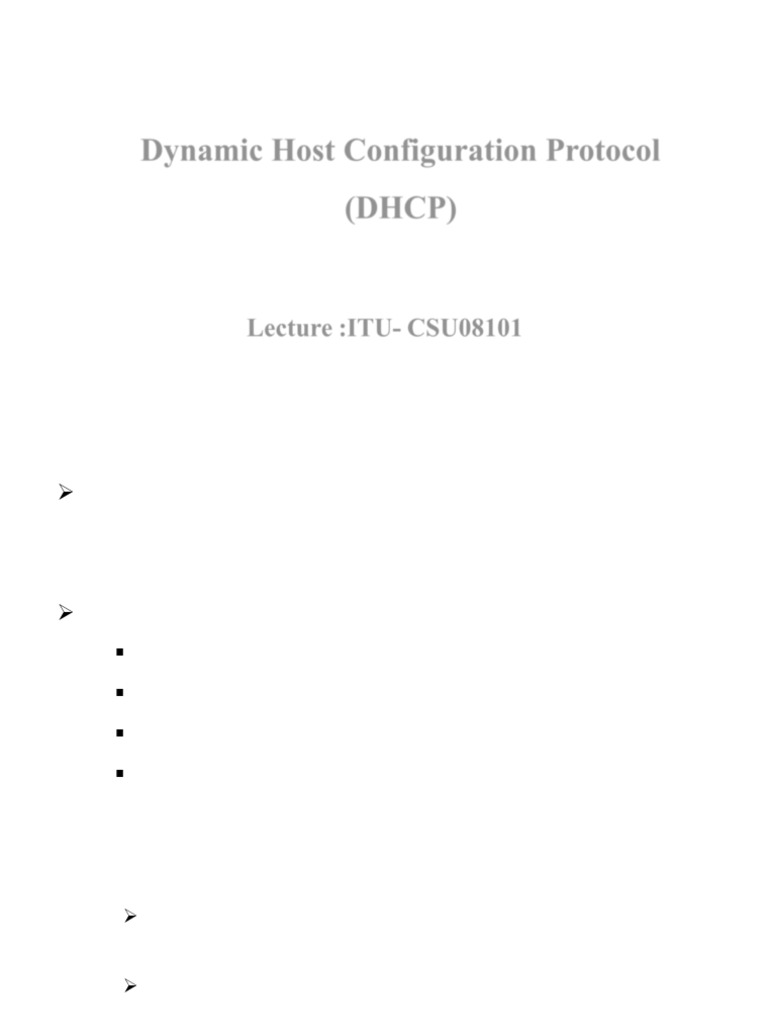 Lecture 3.Itu Csu08101 2024 25.Dhcp Server | PDF | Ip Address | Networking Standards