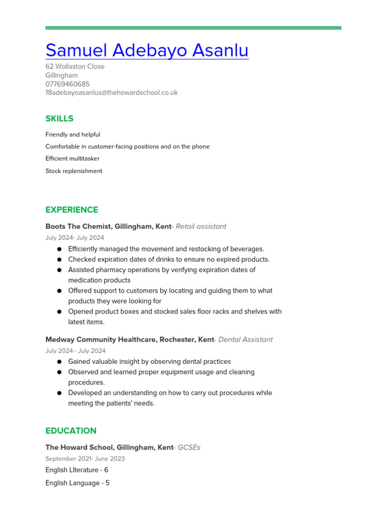 Samuel Adebayo Asanlu: Skills | PDF