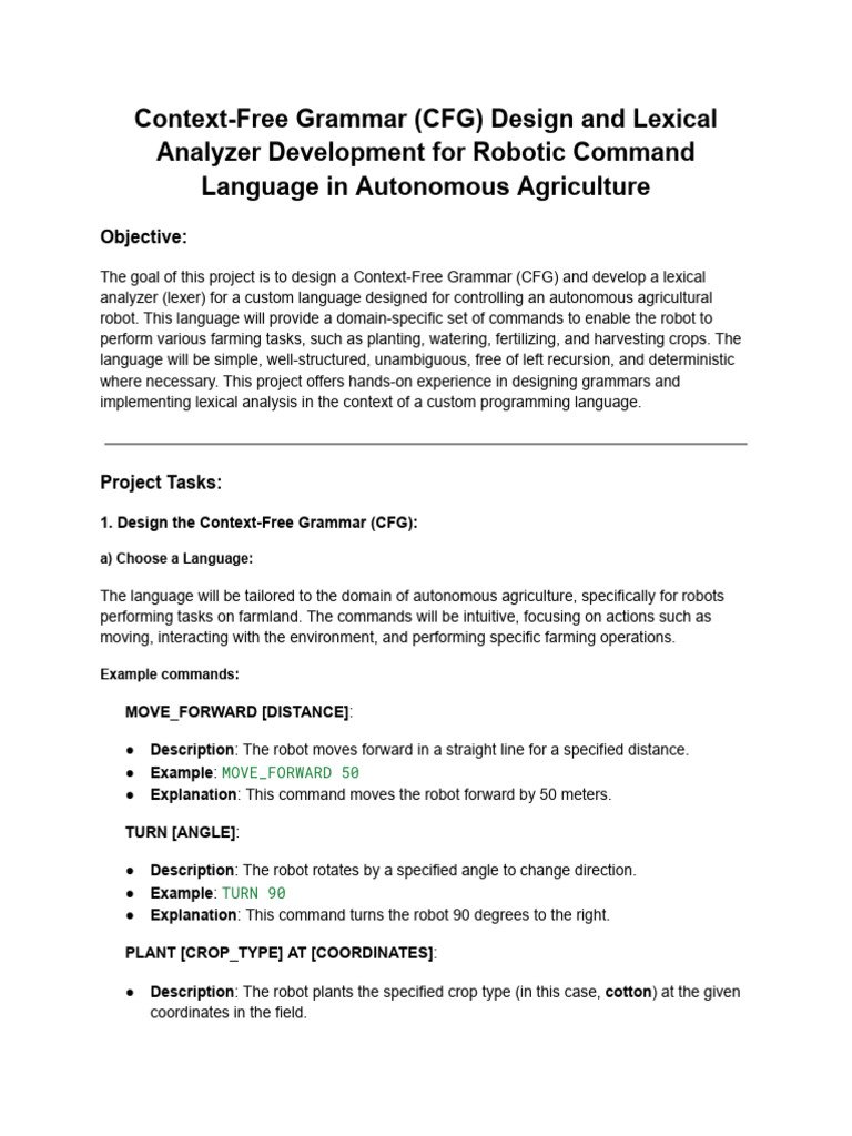 (CFG) Design and Lexical Analyzer Development For Robotic Command Language in Autonomous ...
