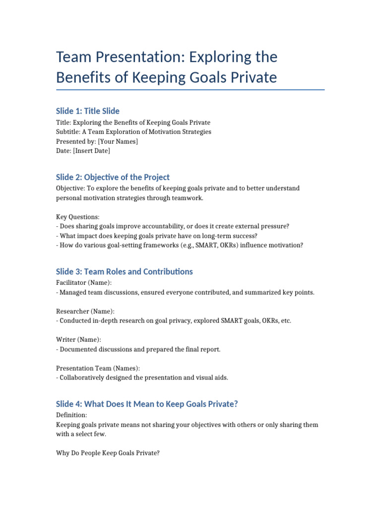 Presentation Example Goal Privacy | PDF | Goal Setting | Goal