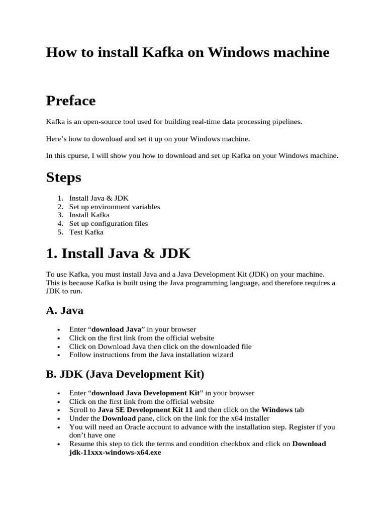 How to install Kafka on Windows machine | PDF | Java (Programming Language) | Computing