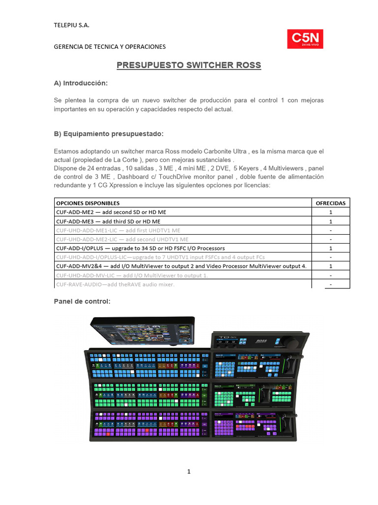 Switcher Ross Carbonite Ultra | PDF | Information And Communications Technology | Computing