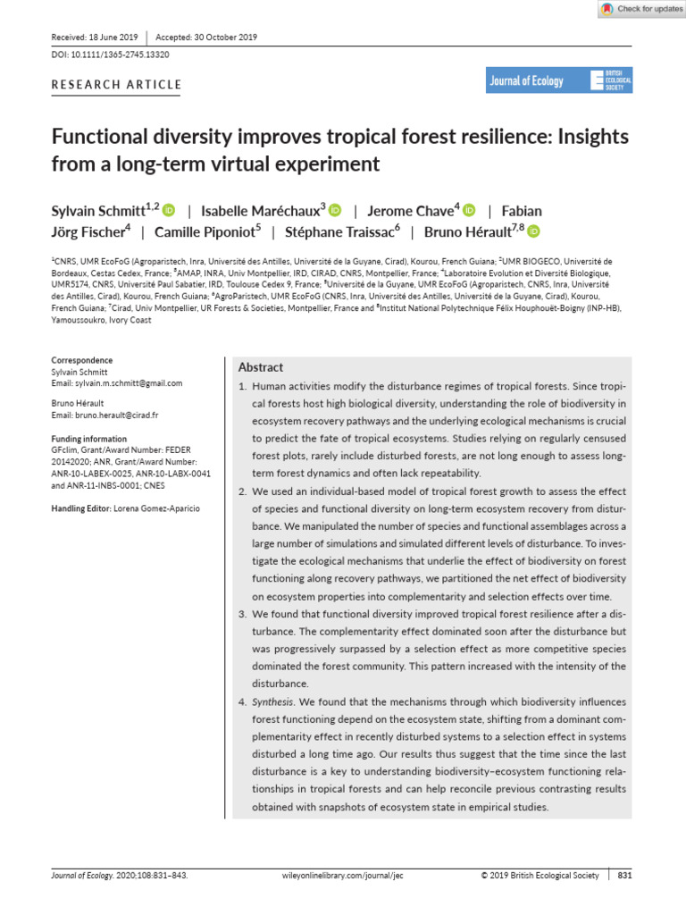 Schmitt et al. - 2020 - Functional diversity improves tropical forest resilience Insights from a ...