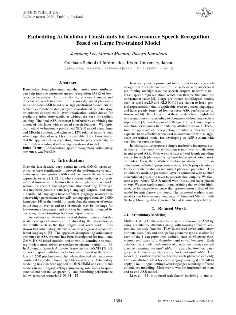 LEE-INTERSP23 | PDF | Speech Recognition | Consonant