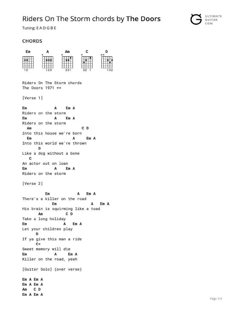 Riders On The Storm Chords | PDF