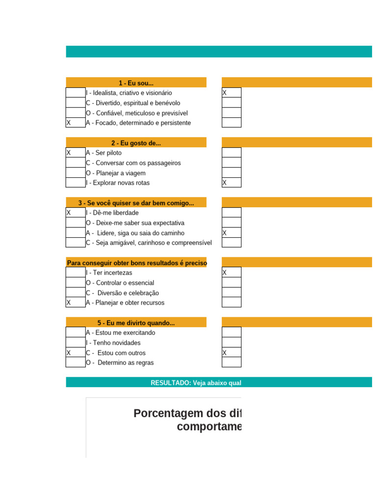 Teste Perfil Comportamental - Modelo | PDF
