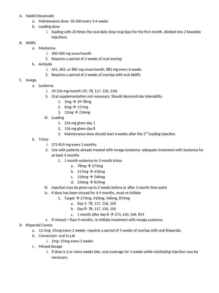 Long-Acting Antipsychotic Dosing Guide | PDF