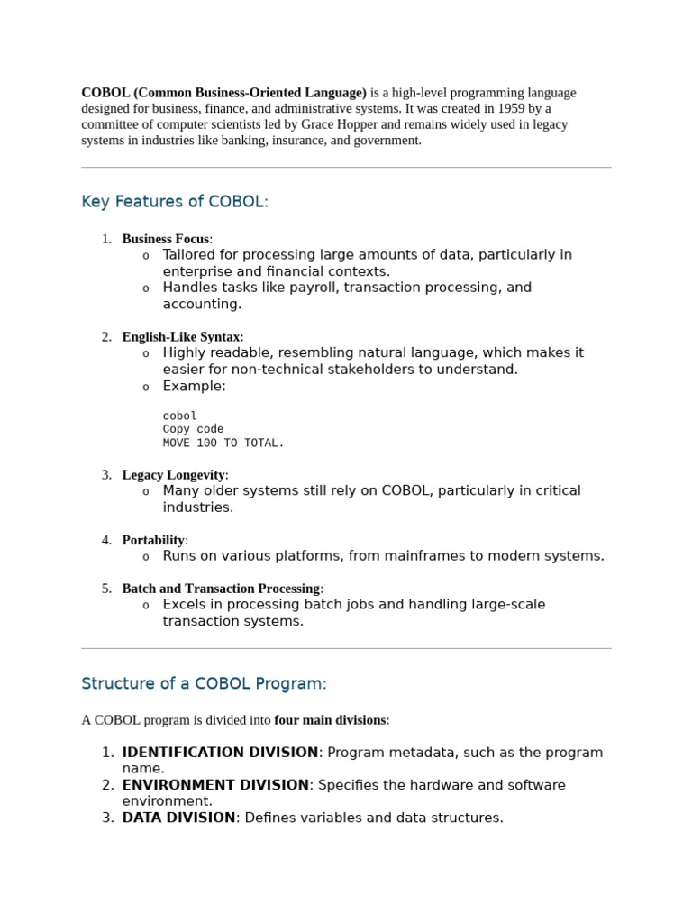COBOL | PDF
