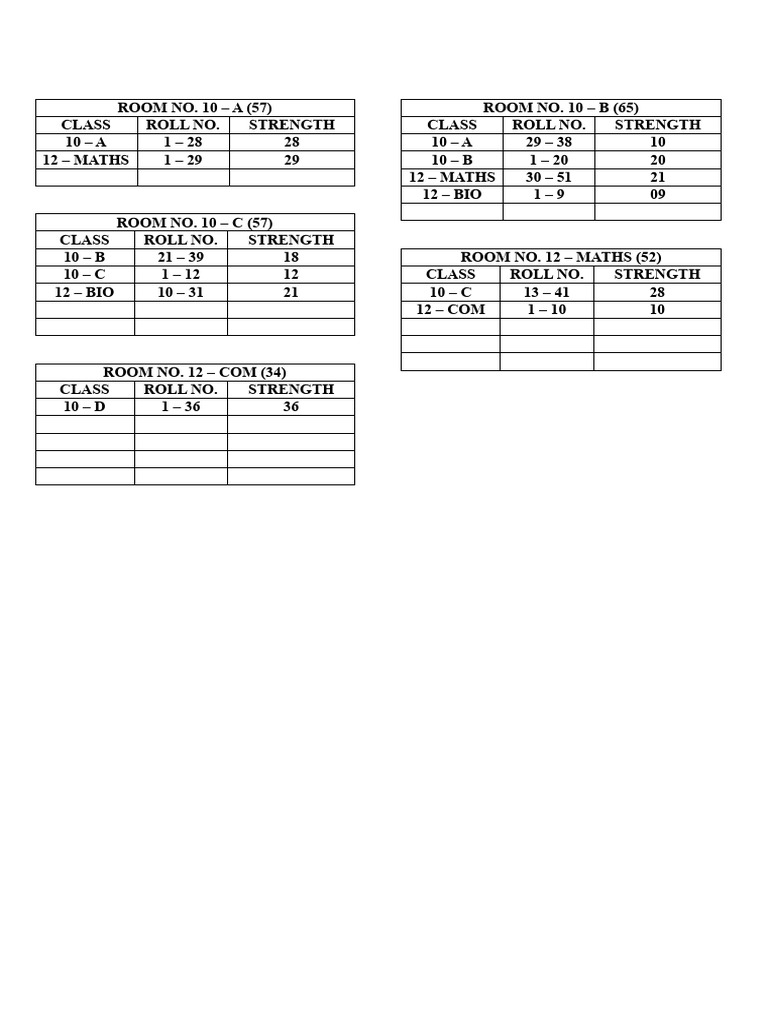 Pre Board 24-25 Seating Plan | PDF