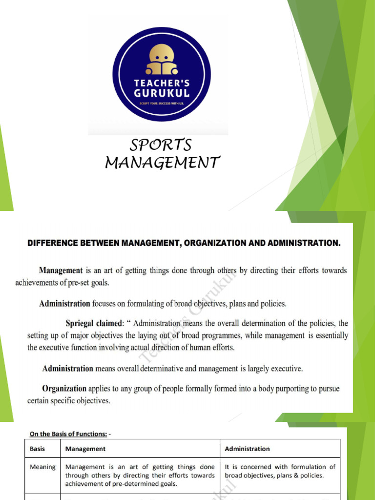 Sports Managements Class Notes + Extra | PDF | Tournament | Leadership