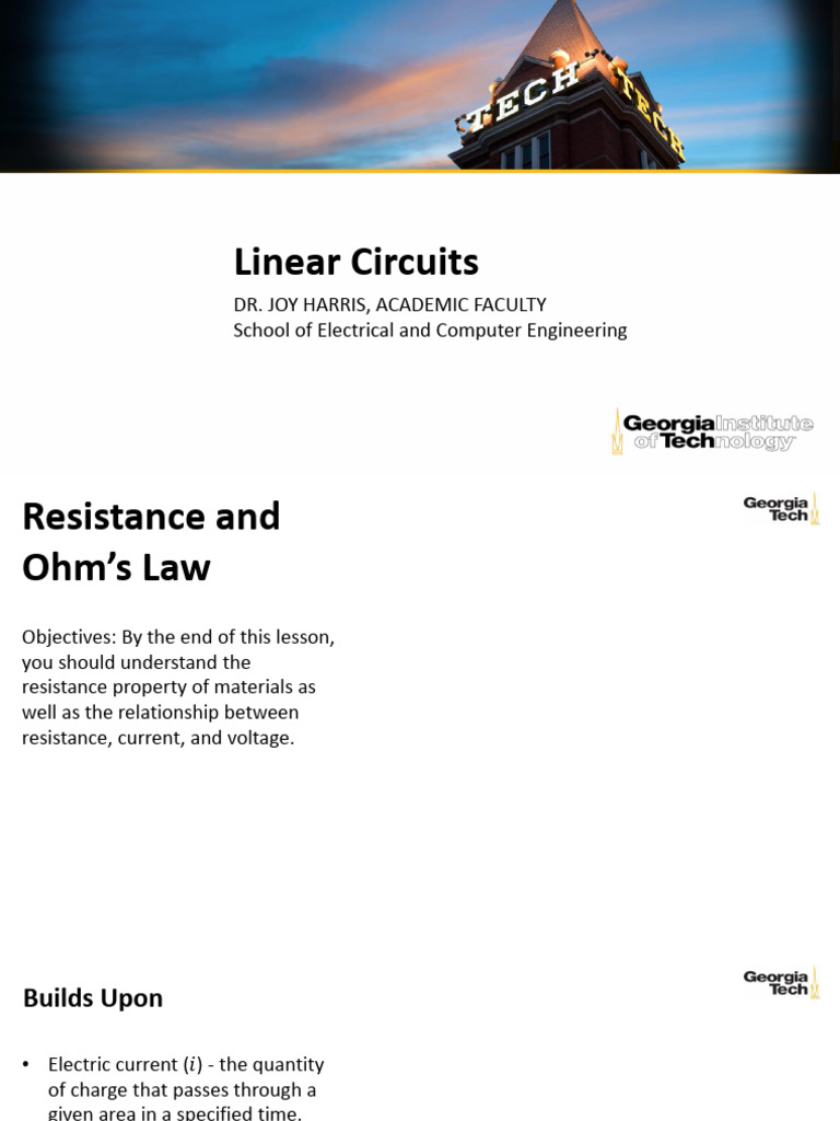 M1Lesson 4 - Resistance and Ohms Law - Rev2 | PDF | Electrical ...