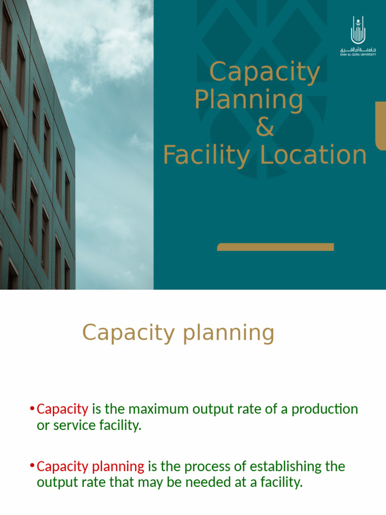 SE 201 Chapter 3 Capacity Planning and Facility Location | PDF | Market (Economics) | Labour ...