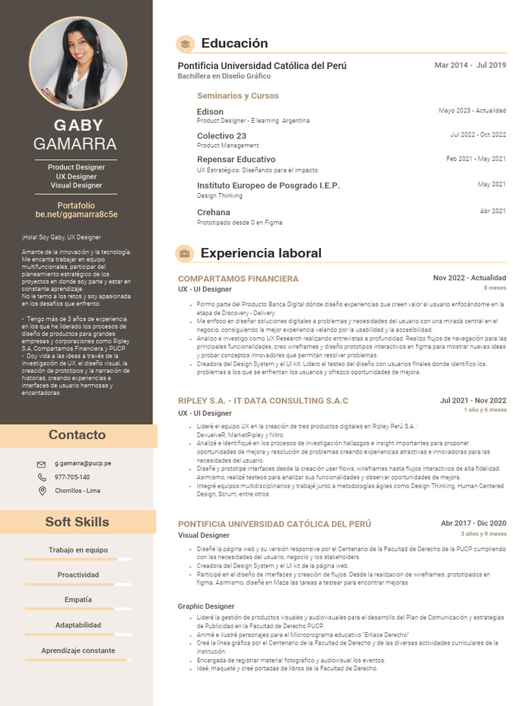 CV Gaby Gamarra | PDF | Diseño | Ingeniería