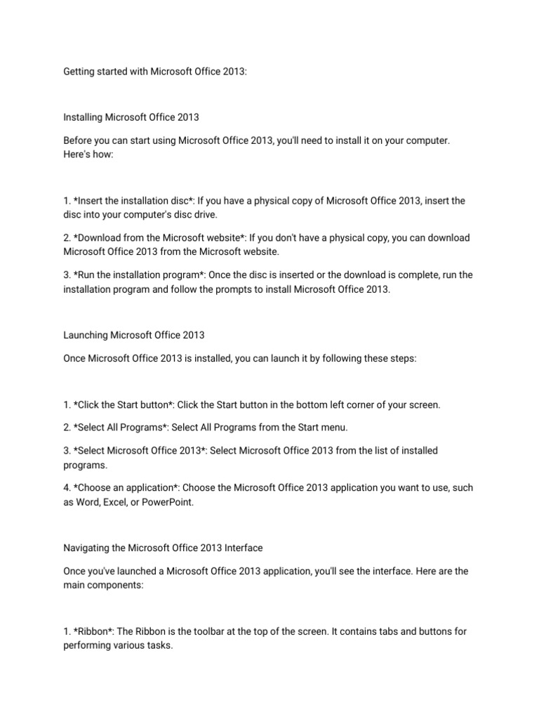 Install & Use Microsoft Office 2013 | PDF | Microsoft Office | Software