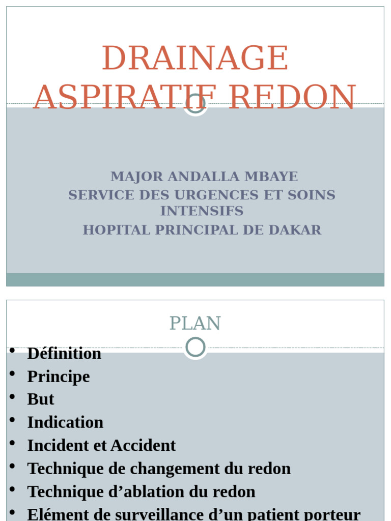 Drainage Aspiratif Redon | PDF | Sécurité du patient | Maladies et troubles